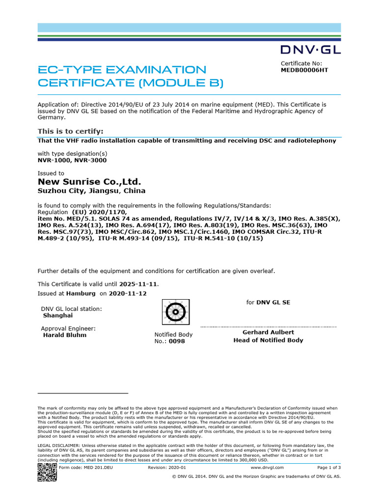 NVR 1000 and 3000 DNV Type Approval | PDF | Legal Liability