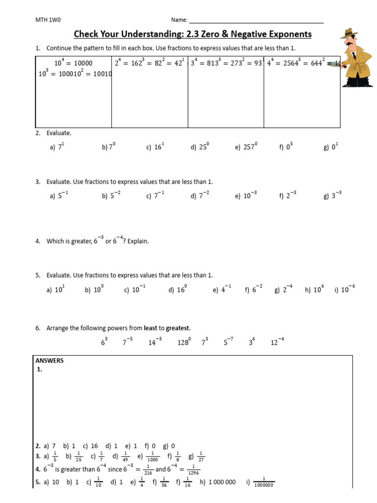 2.3 CYU Zero Negative Exponents | PDF | Exponentiation | Arithmetic