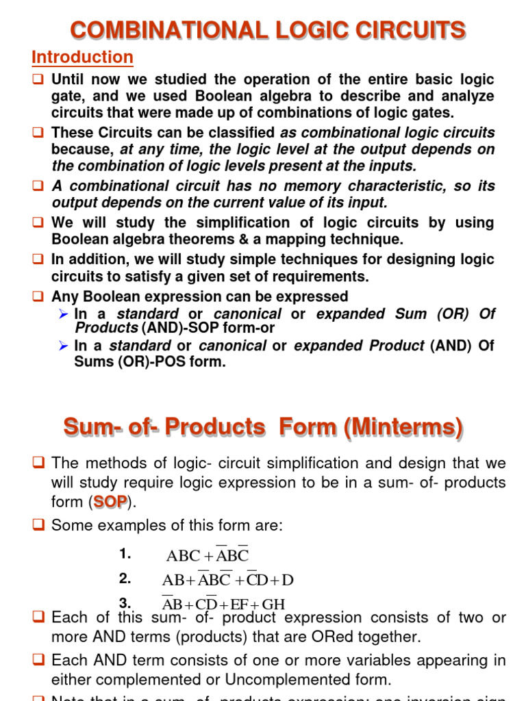 Combinational Logic Circuits Explained | PDF | Logic Gate | Algebra