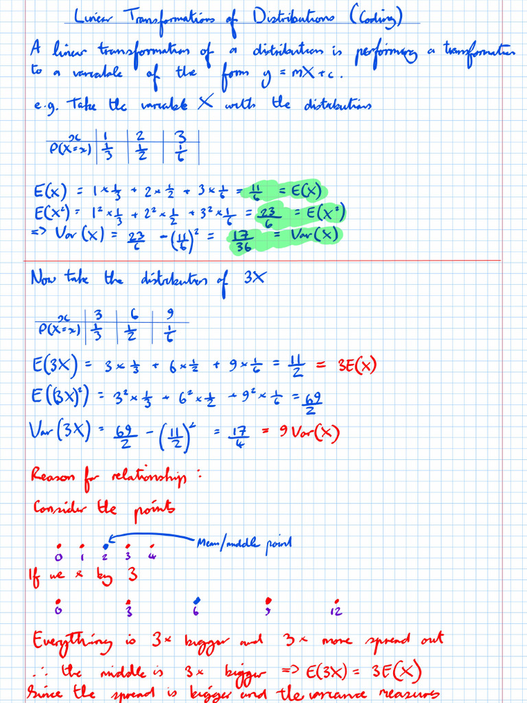 Variance and Expectation of Coded Data Lesson Notes | PDF
