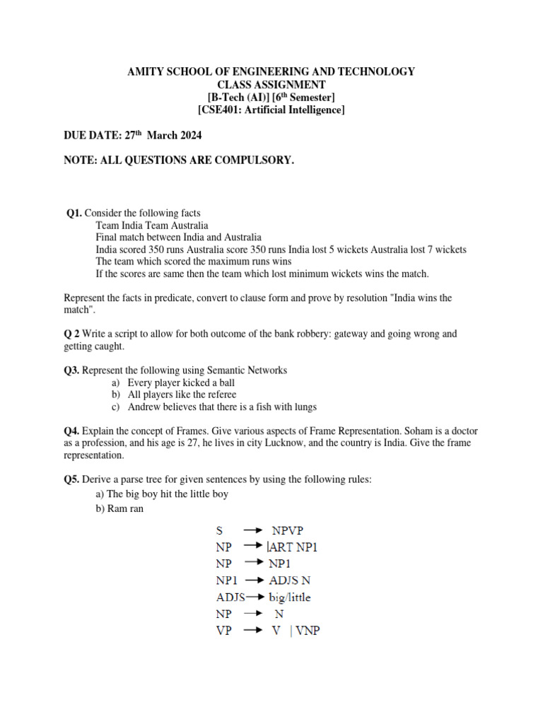AI Class Assignment 2 - 3 - 4 - 5 | PDF | Artificial Intelligence | Intelligence (AI) & Semantics
