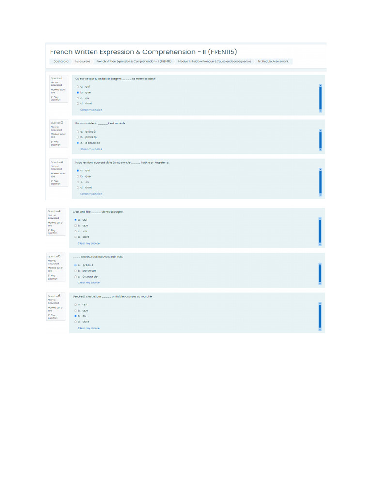 FREN115 Sem6 1st Module Assessment | PDF