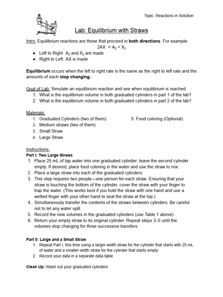Lab - Equilibirum With Straws | PDF | Chemical Equilibrium