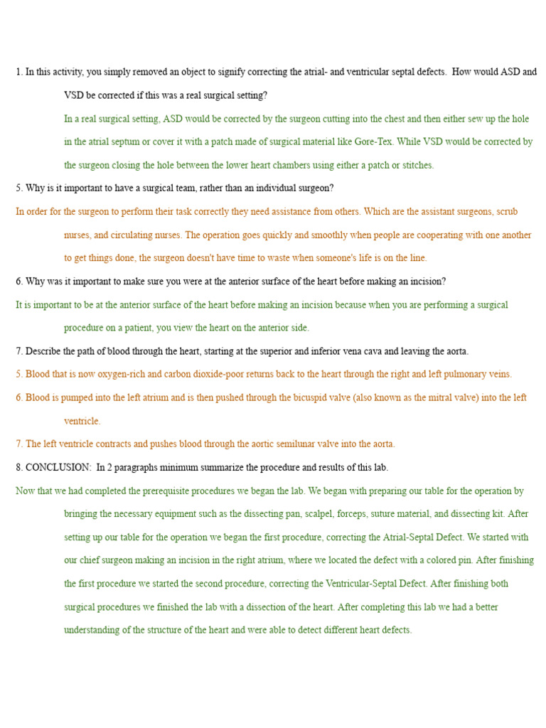 HAM Cardiovascular Surgery Analysis Questions | PDF | Heart | Heart Valve