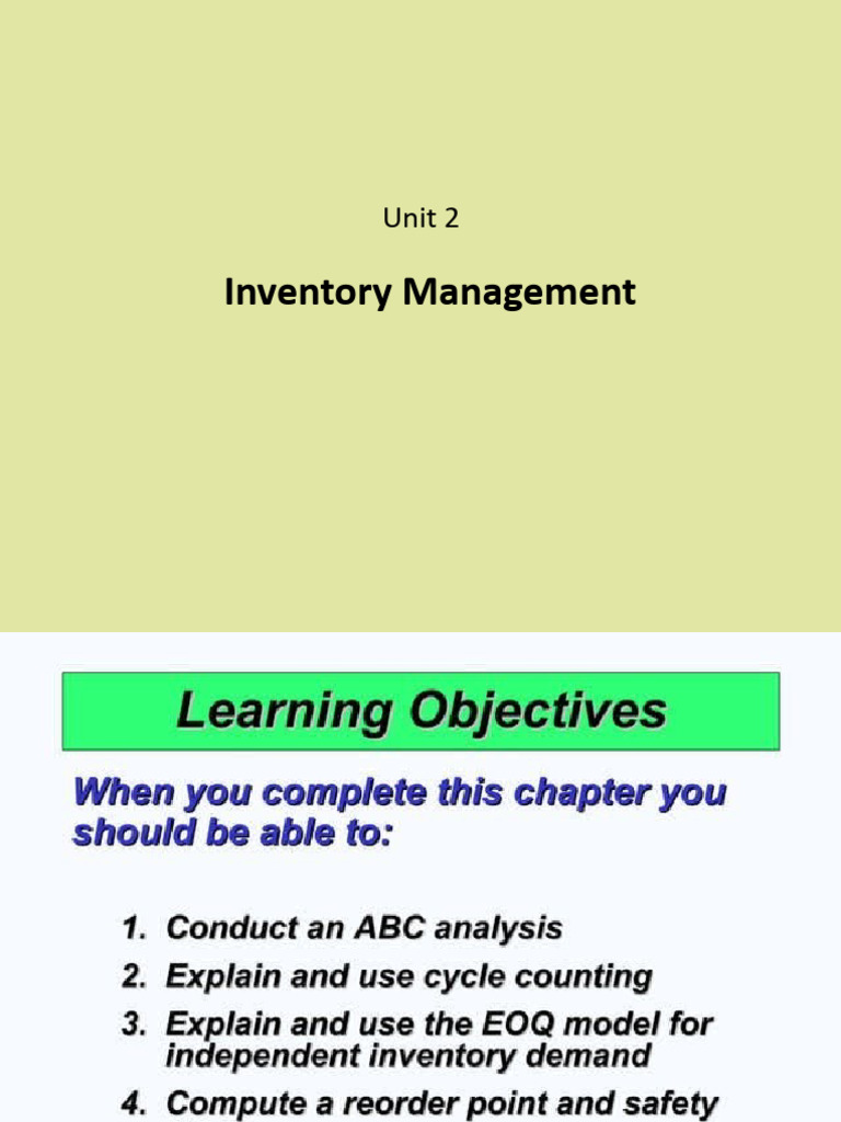 Inventory Management | Download Free PDF | Lean Manufacturing | Inventory