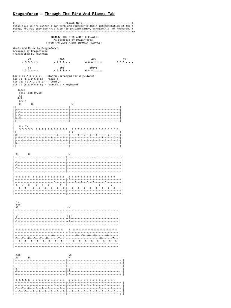 Dragonforce: Fire and Flames Tab | PDF | Musical Forms | British Styles ...