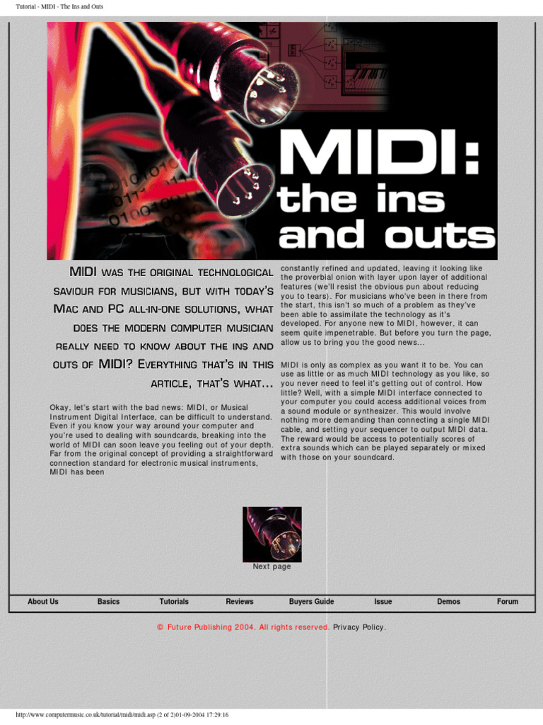 Tutorial - MIDI - The Ins and Outs | PDF | Electrical Connector | Synthesizer