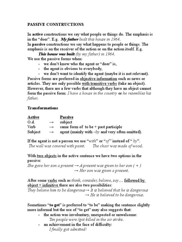 Passive Constructions | PDF