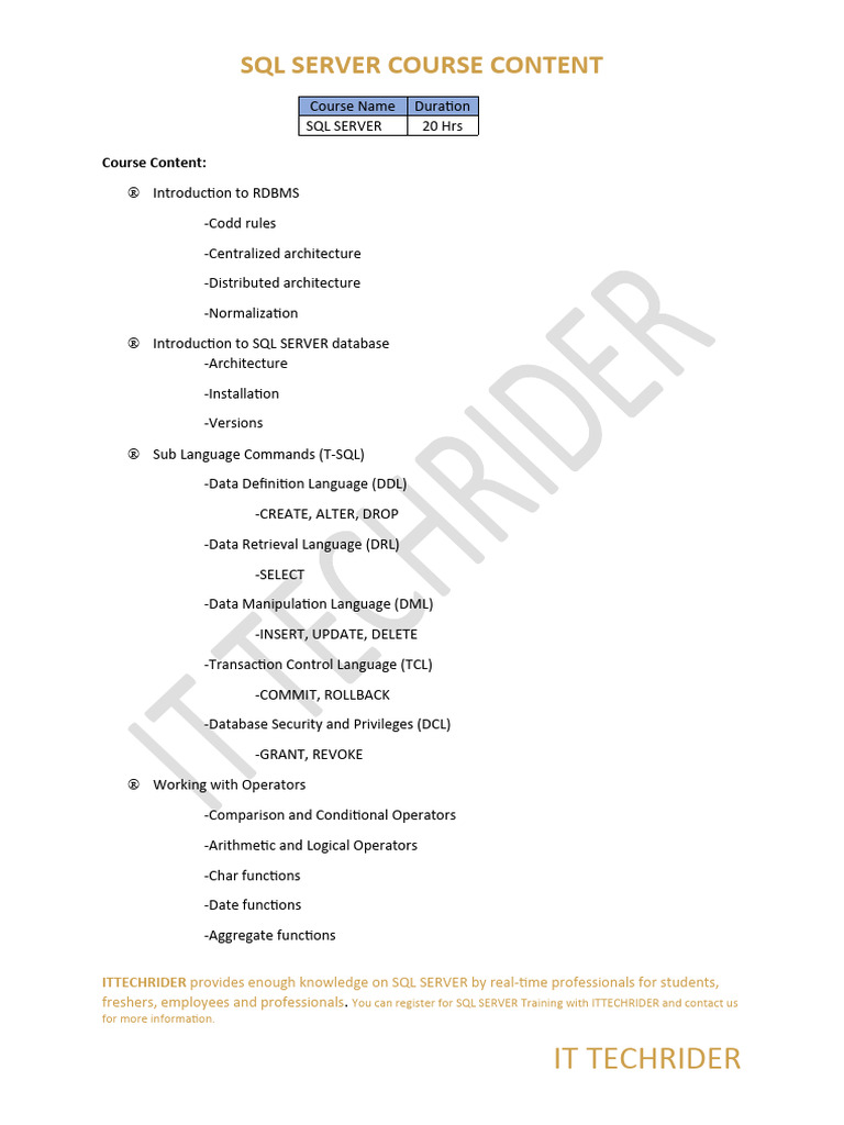 SQL Server-1 | PDF | Sql | Microsoft Sql Server