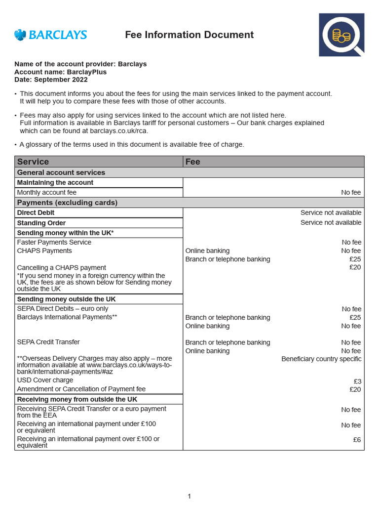 Fee Information Document | PDF | Transaction Account | Overdraft