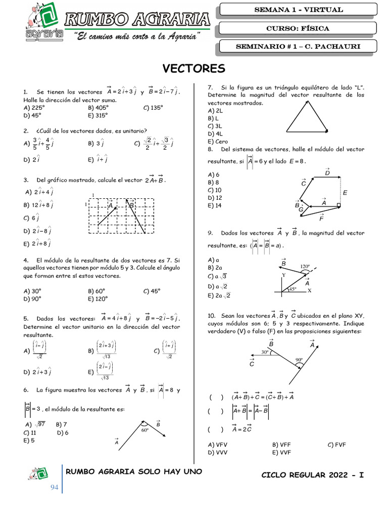 2 Vectores | PDF | Vector Euclidiano | Geometría algebraica