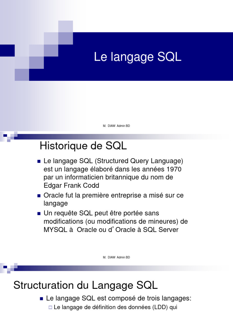 Introduction au langage SQL | PDF | SQL | Gestion informatique