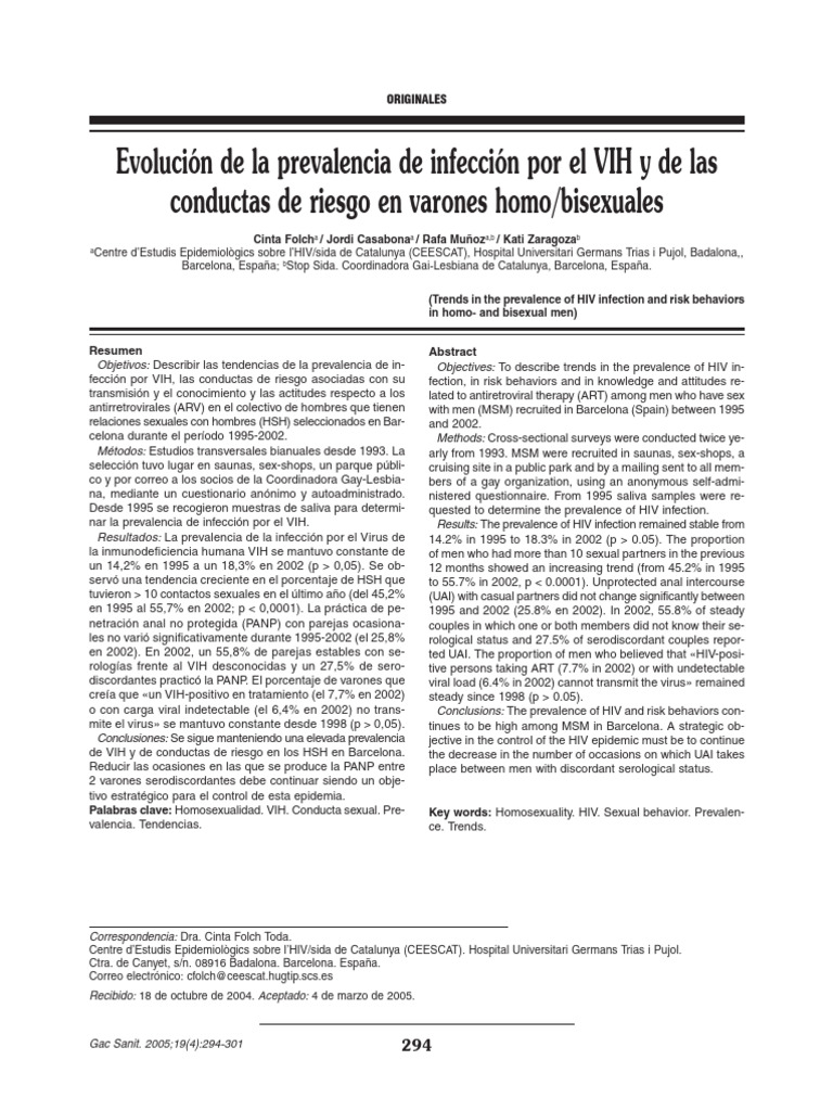 VIH y Conductas de Riesgo en HSH | PDF | VIH | Hombres que tienen sexo ...