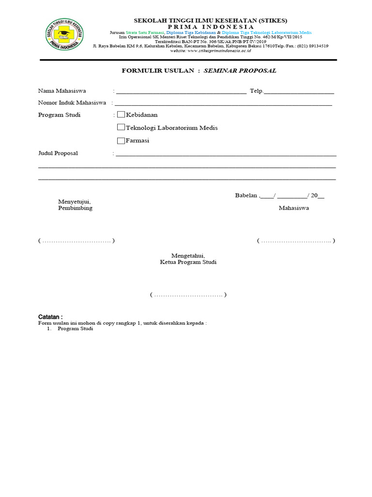 Form Usulan Kti | PDF