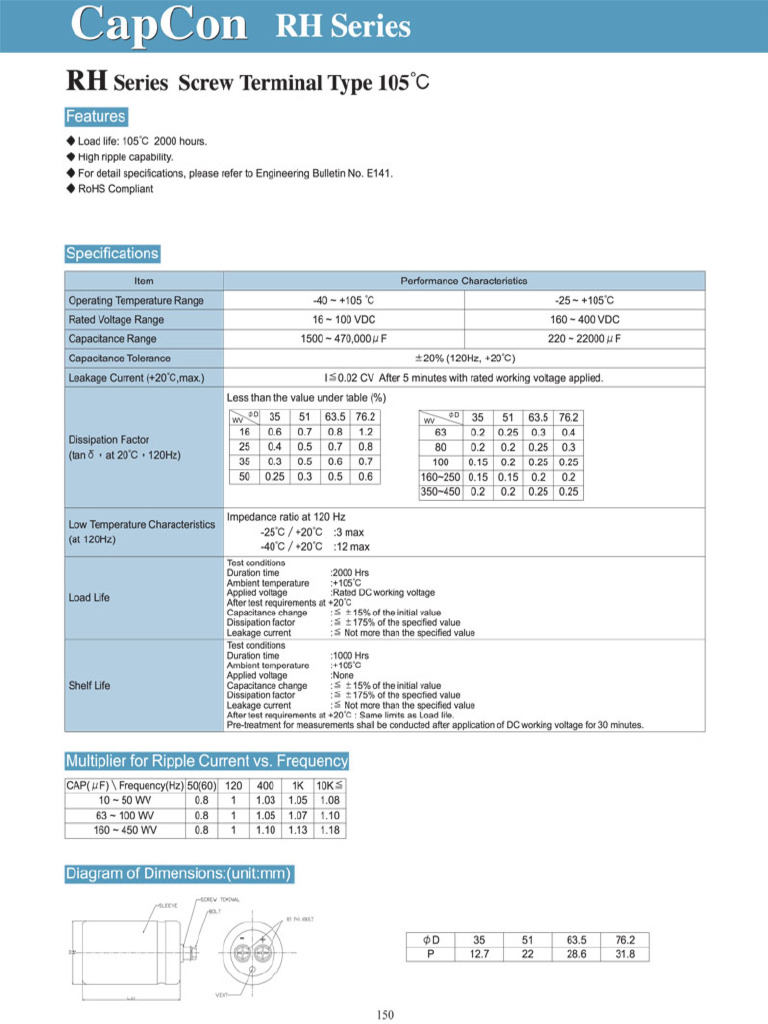 CapCon (Screw-Terminal) RH Series | PDF