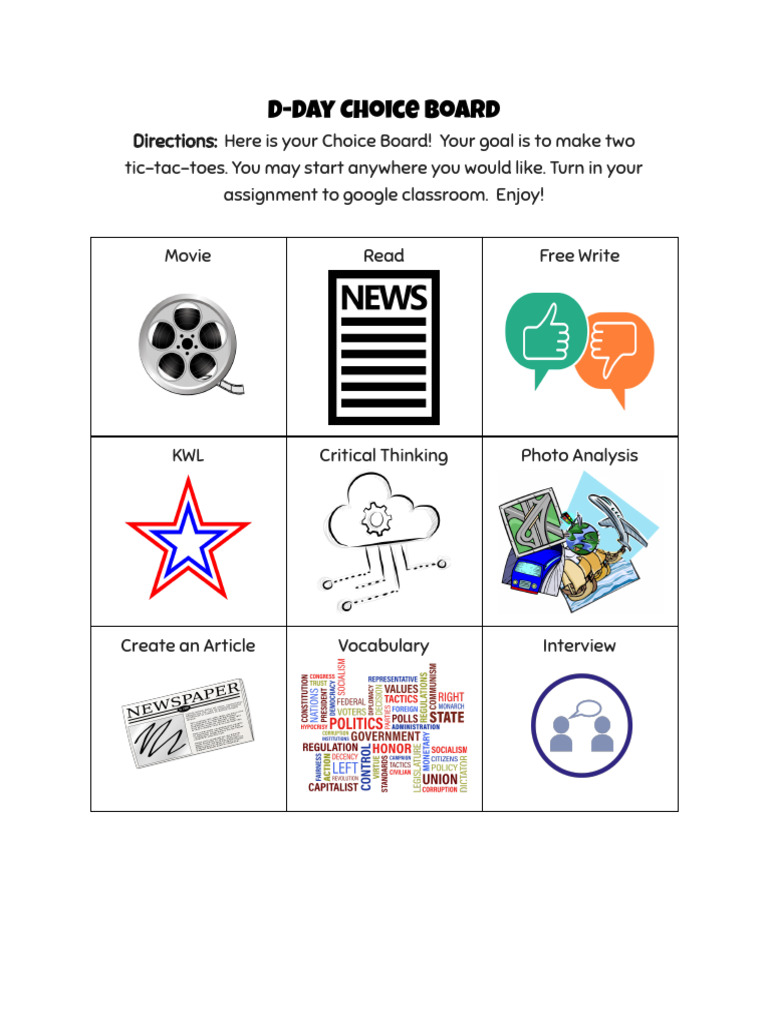 D-Day Choice Board | PDF