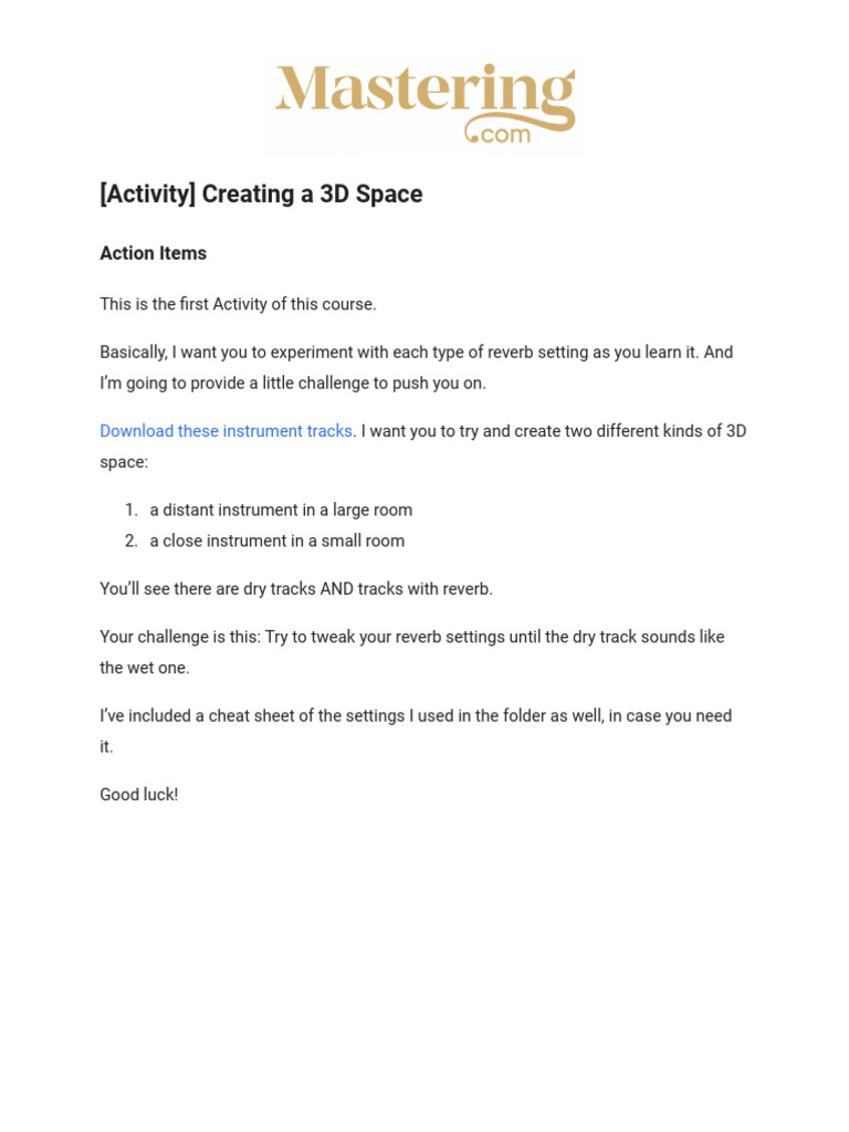 Reverb Course Assignments | PDF