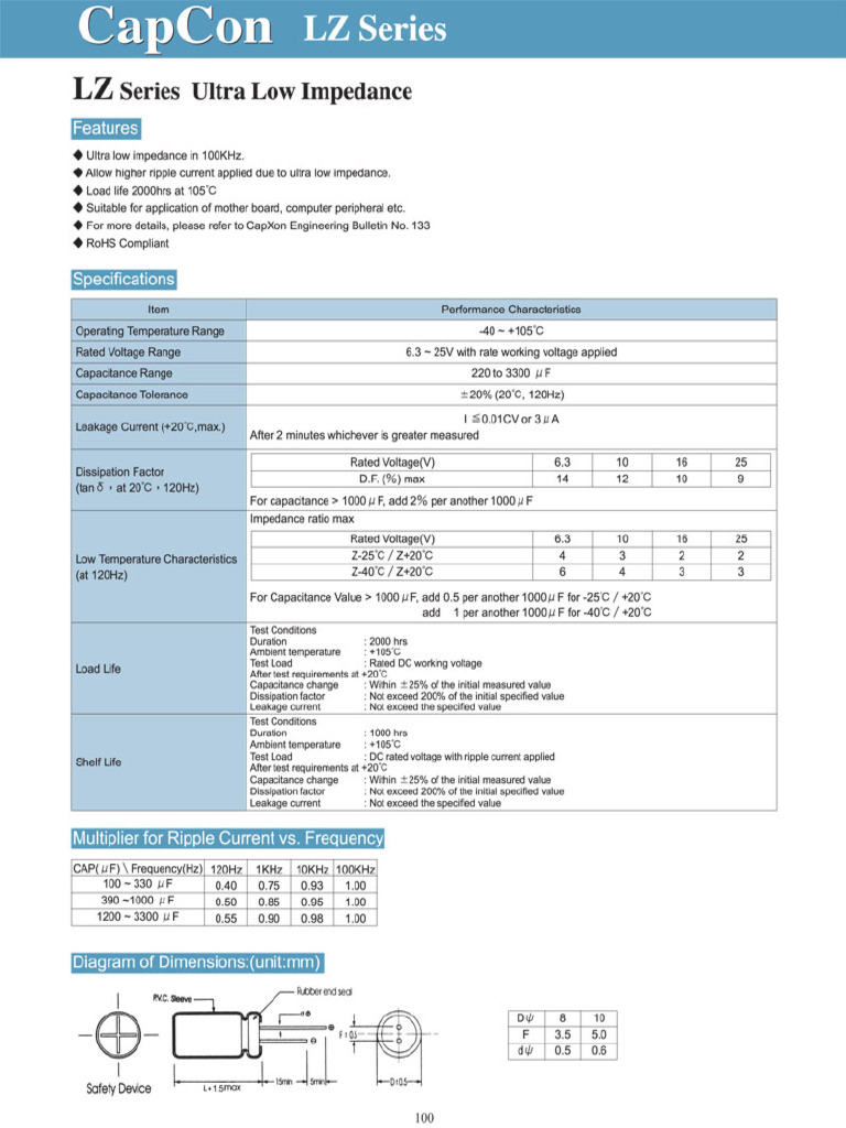 CapCon (Radial Thru-Hole) LZ Series | PDF