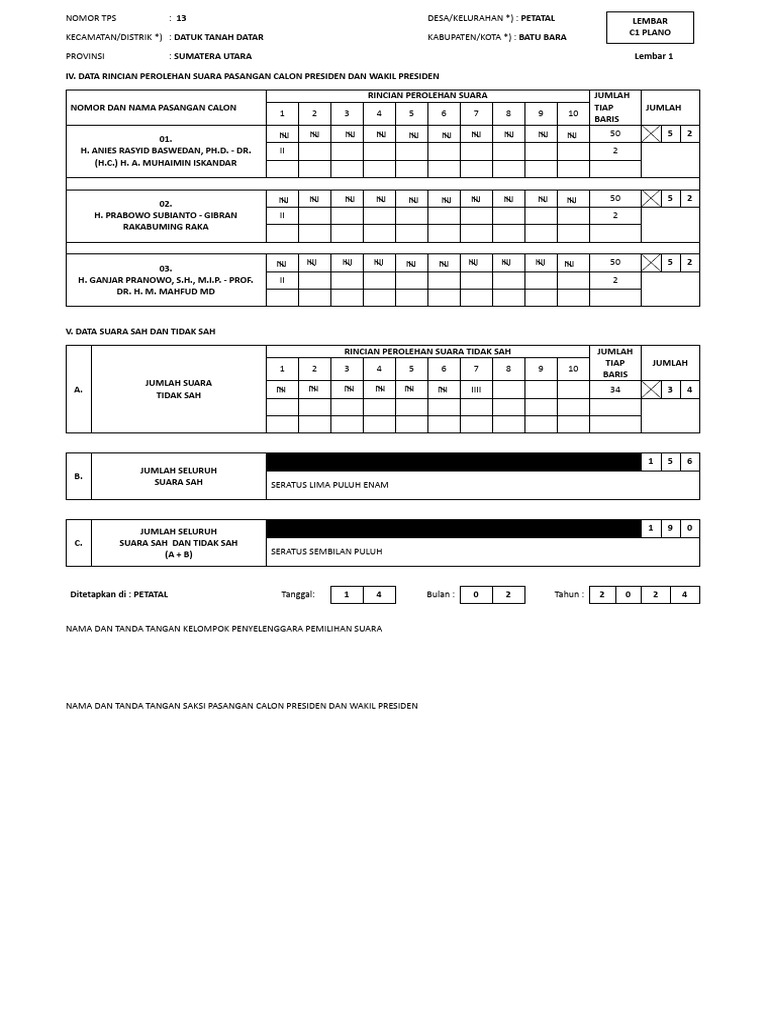 Contoh C1 Plano Presiden | PDF