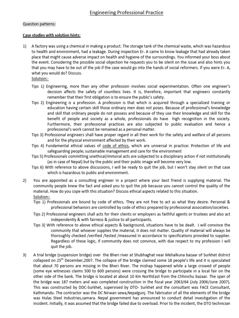 Exam Question Related To Case Study With Solutions | PDF | Engineer ...