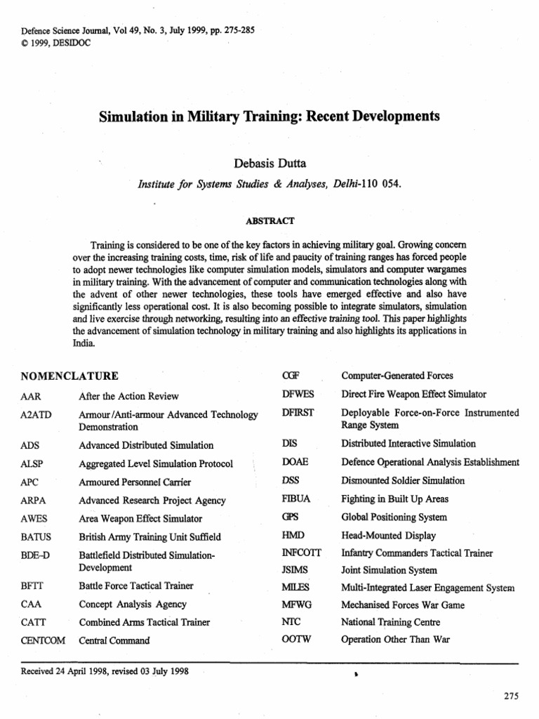 Advances in Military Training Simulation | PDF | Simulation | Virtual ...