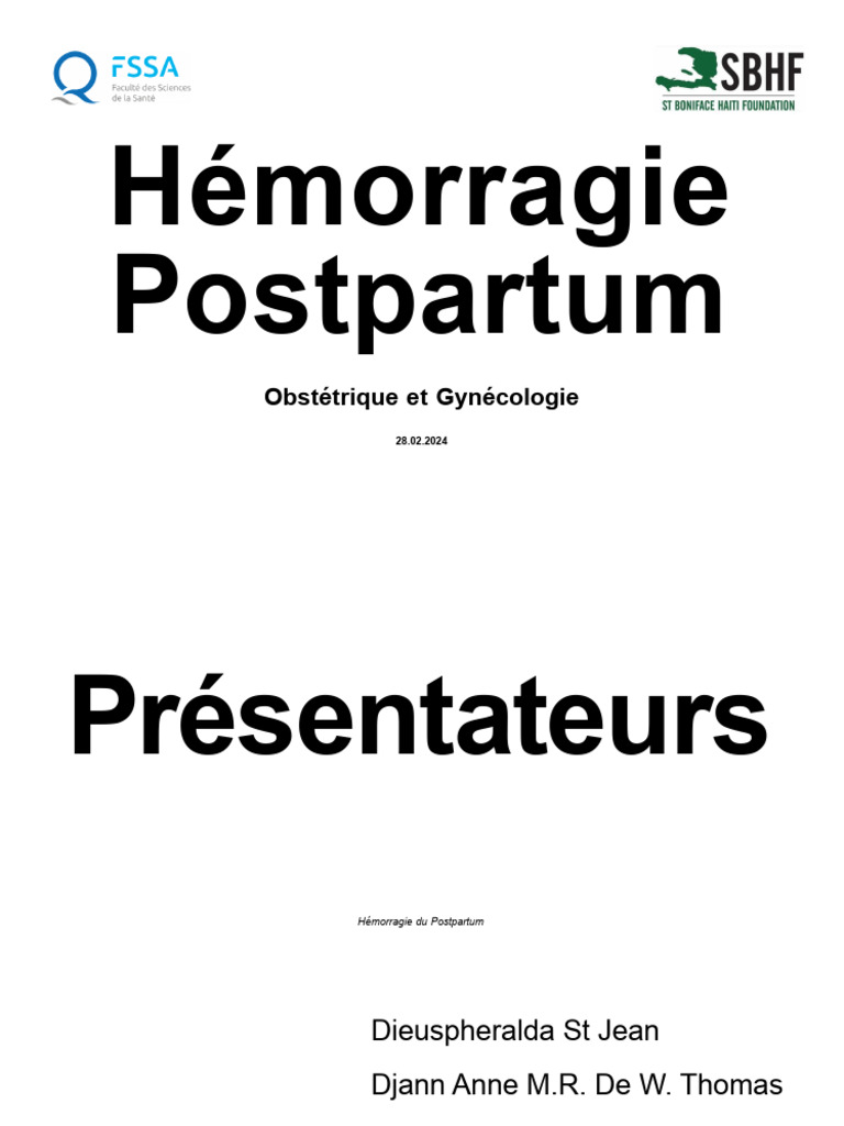 Hémorragie du Postpartum : Évaluation et Prise en Charge | PDF ...