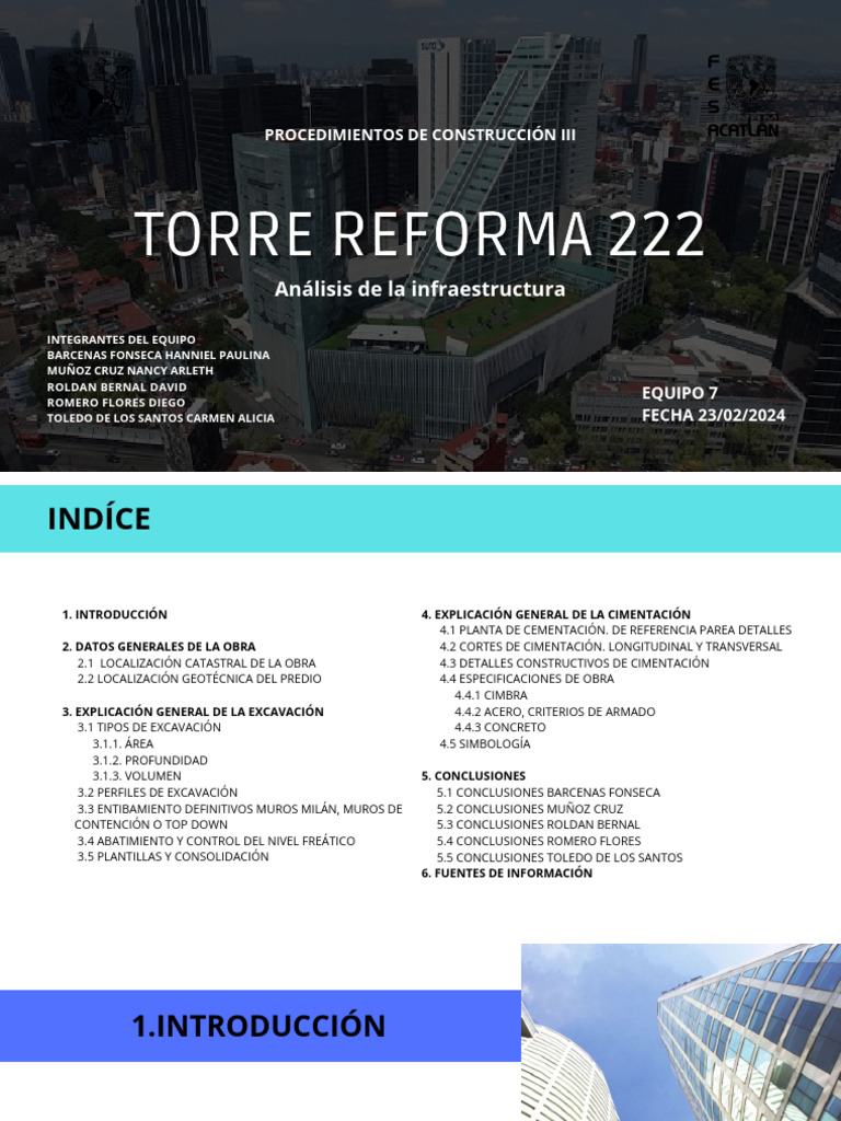 Infraestructura del Edificio Reforma 222 | PDF | Fundación (Ingeniería ...