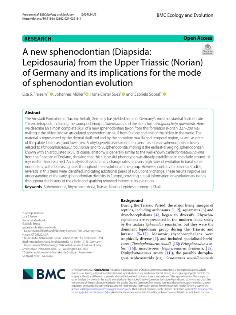 A New Sphenodontian (Diapsida: Lepidosauria) From The Upper Triassic ...