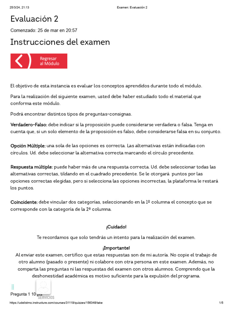 Examen - Evaluación 2 | PDF | Evaluación