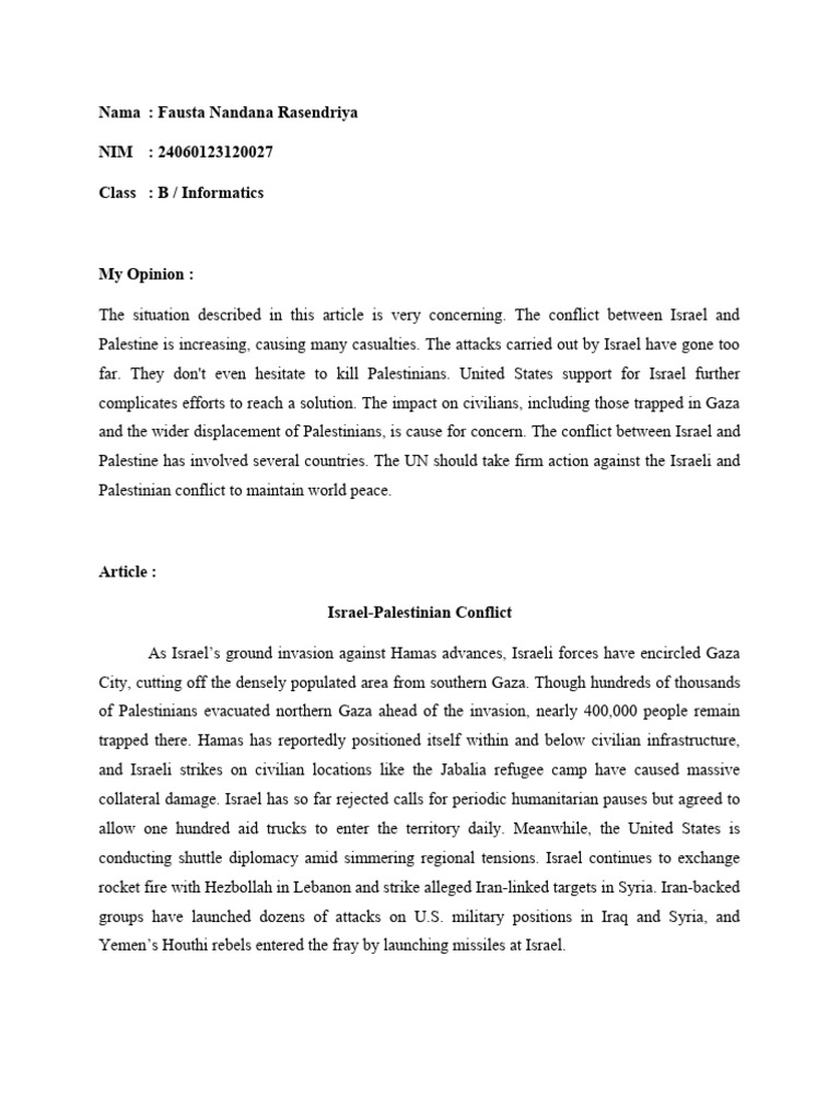 Fausta Nandana Rasendriya - 24060123120027 | PDF | Hamas | Israel