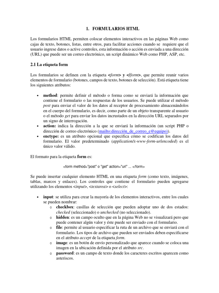 4 - Formularios HTML5 | PDF | HTML | Php