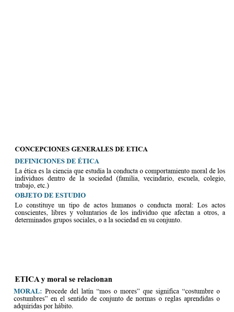 Concepciones Generales de Etica y Moral | PDF | Moralidad | Comportamiento
