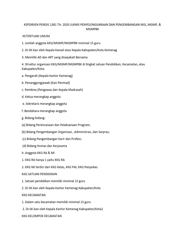 Kepdirjen Pendis 1381 TH | PDF