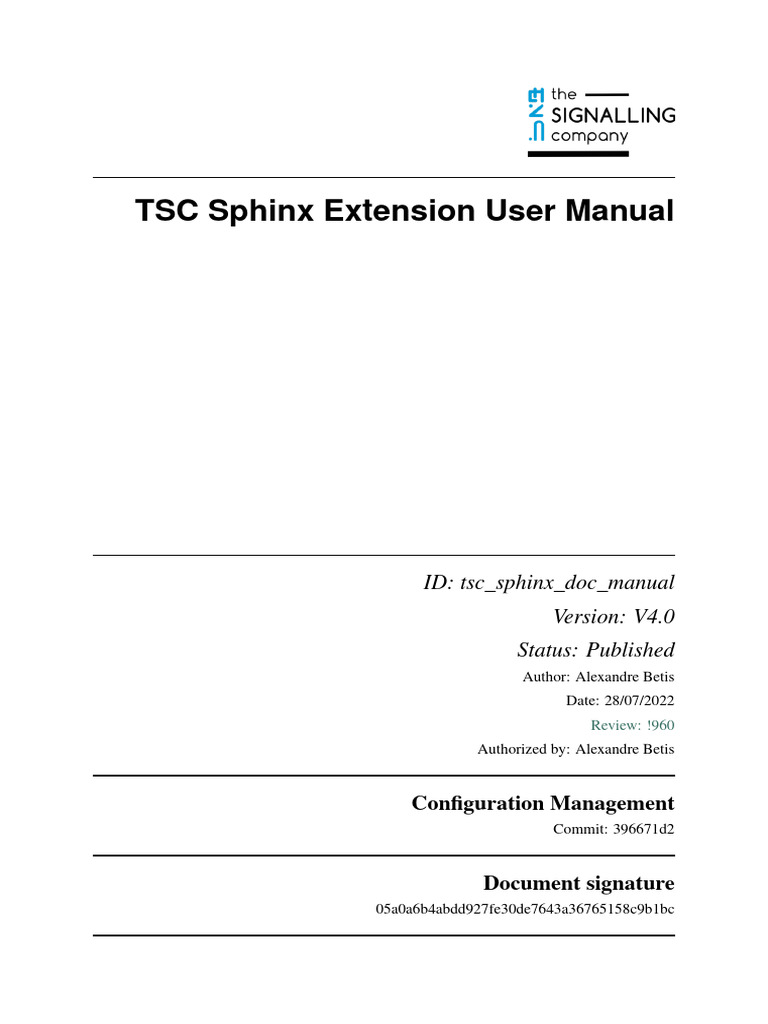TSC Sphinx Doc Manual V4.0 | PDF | Hyperlink | Markup Language