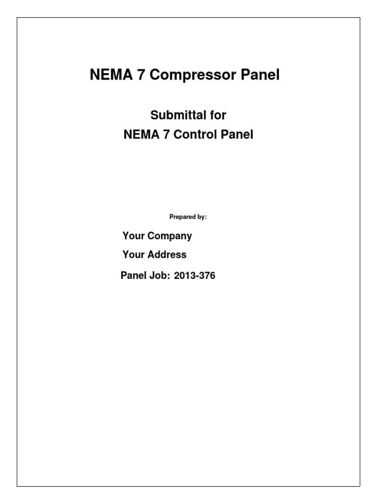 Compressor Control Panel NEMA7 Submittal | PDF | Switch | Screw