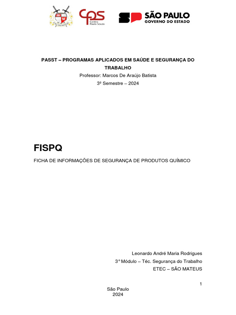 Modelo Relatório Técnico Fispq | PDF | Química
