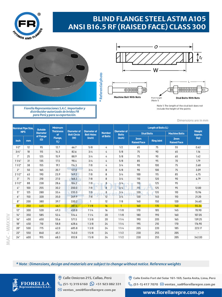 Blind Flange Steel Specifications | PDF | Screw | Mechanical Engineering