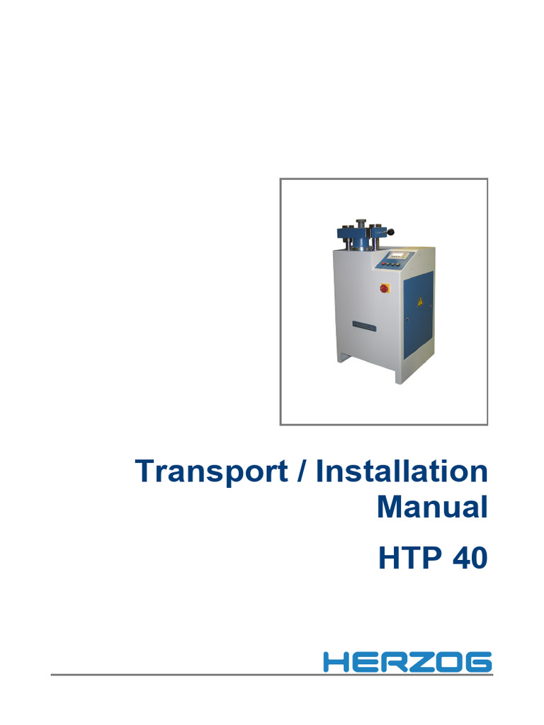 Transport and Installation Manual - HTP 40 - EN | PDF | Electrical Connector | Screw