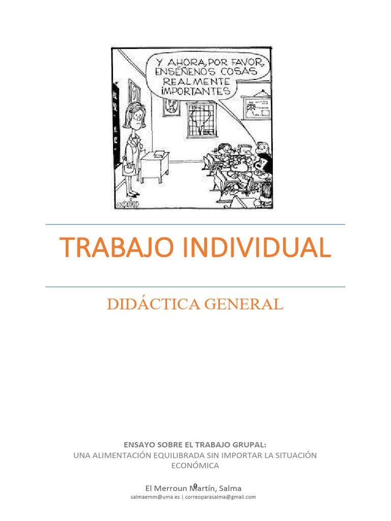Trabajo Individual | PDF | Aprendizaje | Evaluación