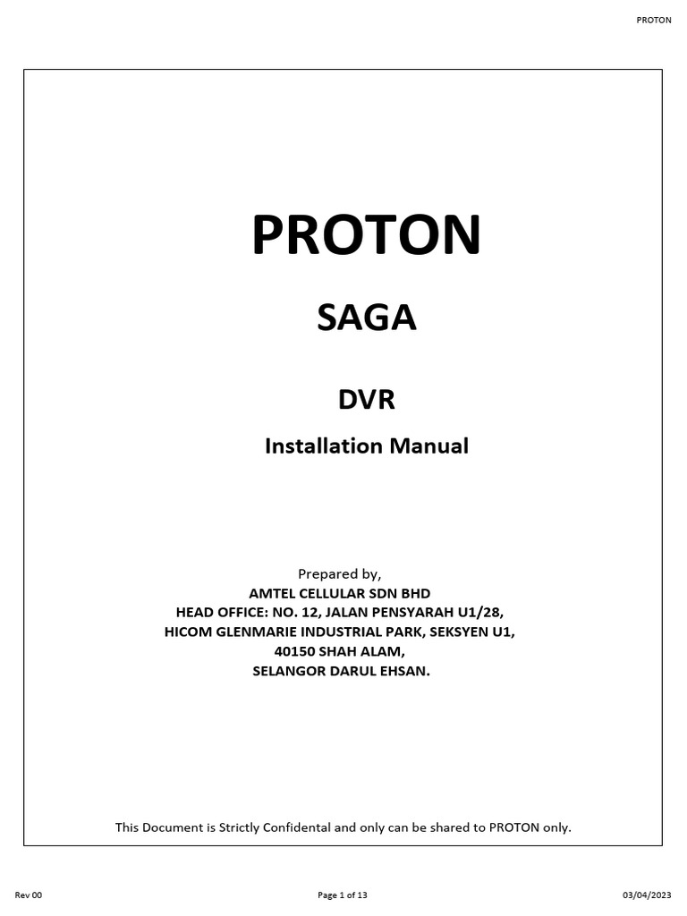 04a.PROTON DVR SAGA INSTALLATION MANUAL - REV00 - 03.04.2023 | PDF | Electrical Connector | Ac ...