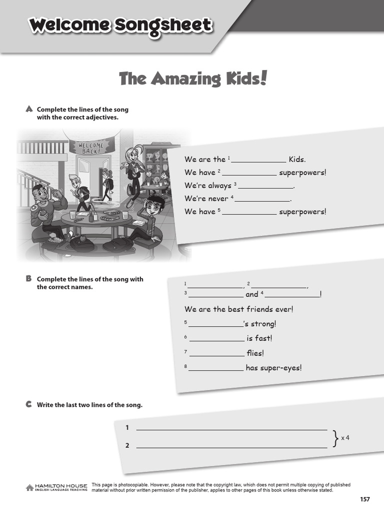 Amazing English 3 - Songsheets | PDF | Adjective | Noun