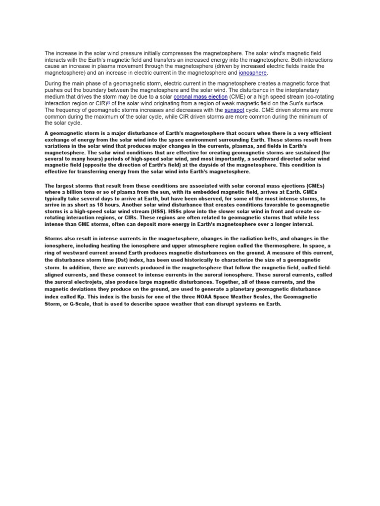 Geomagnetic Storms Explained | PDF | Solar Wind | Magnetosphere