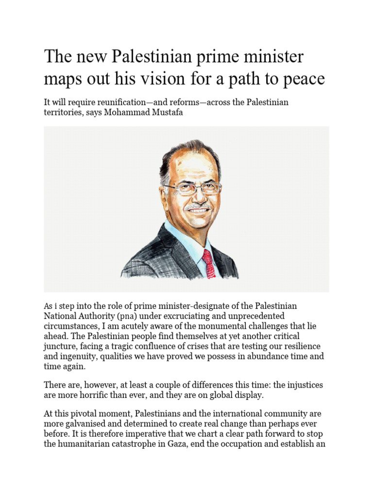 The New Palestinian Prime Minister Maps Out His Vision For A Path To ...