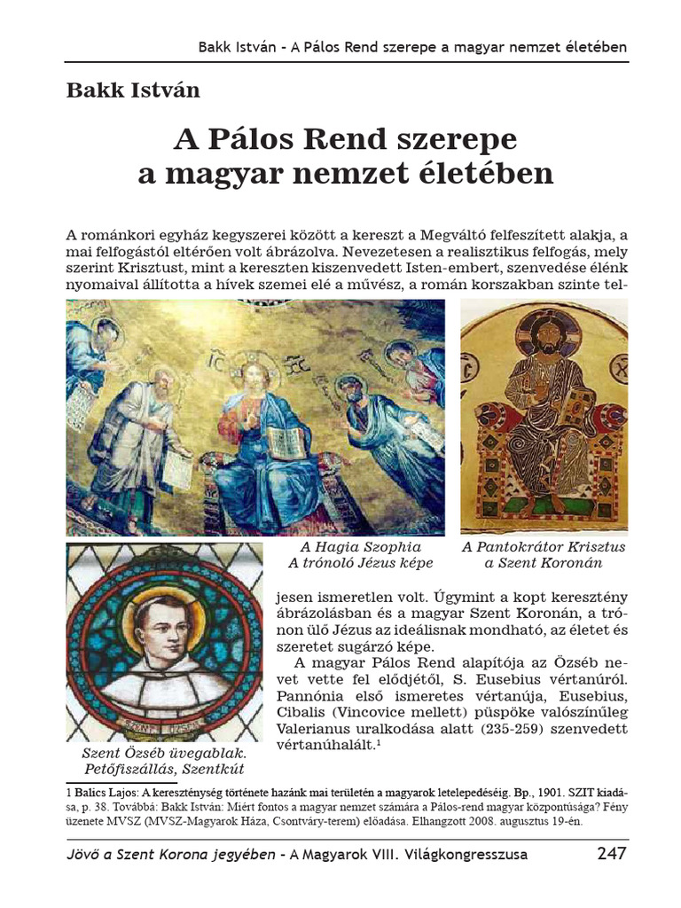 A Pálos Rend Szerepe A Magyar Nemzet Életében | PDF