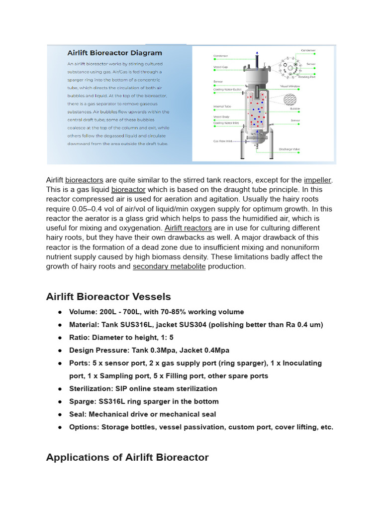 Airlift Bioreactor | PDF | Process Engineering | Chemistry