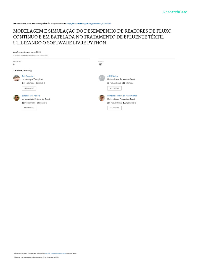Modelagem e Simulacao Do Desempenho de Reatores de | PDF | Simulação de ... Modelagem e Simulacao Do Desempenho de Reatores de | PDF | Simulação de ...