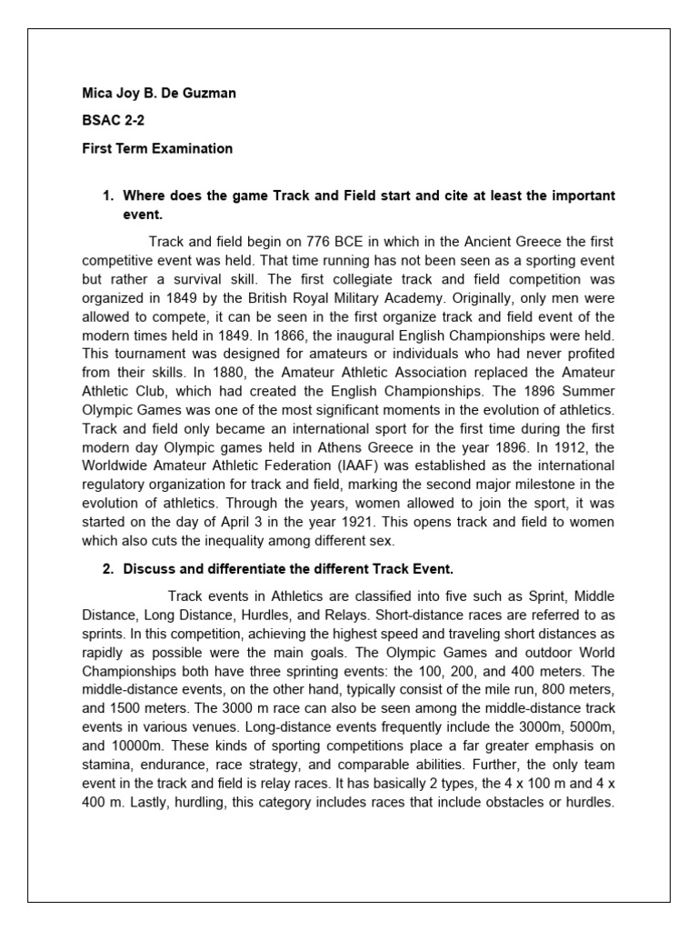 1 ST | PDF | Track And Field | Athletics