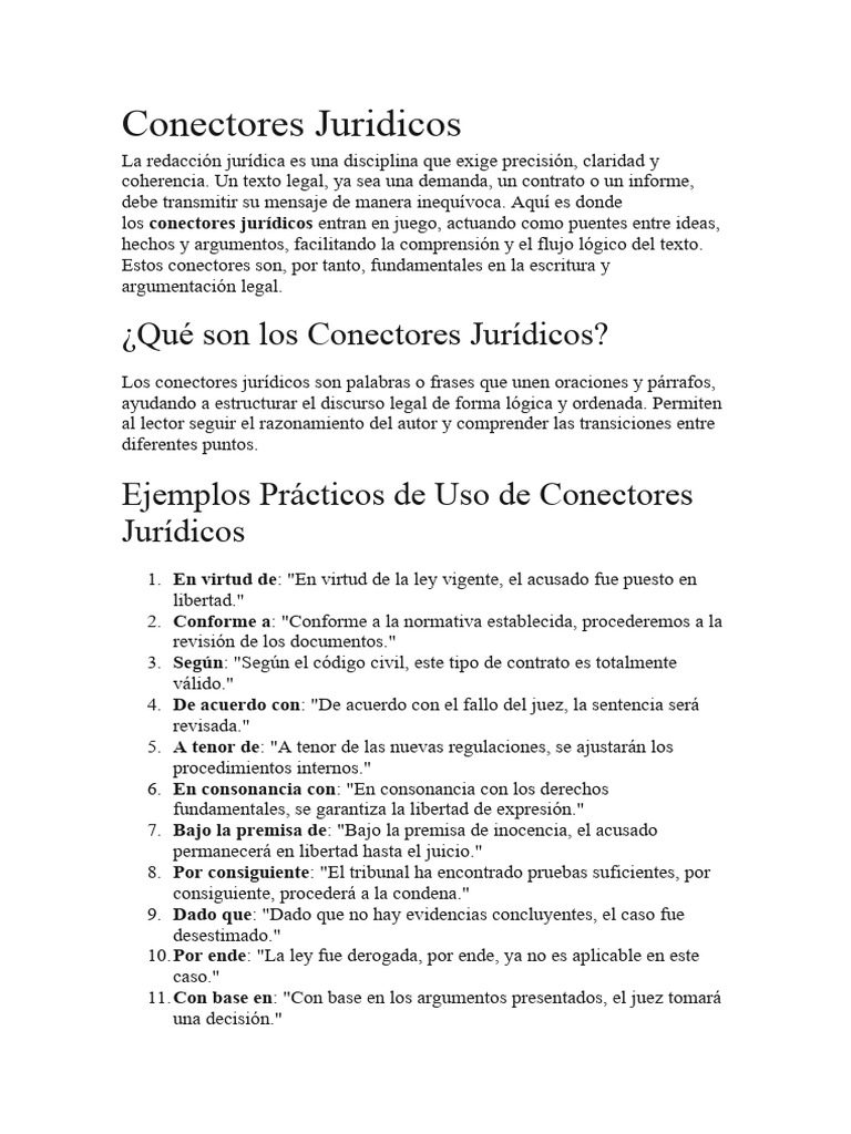 Conectores Juridicos Argumentativos | Descargar gratis PDF | Debido al ...
