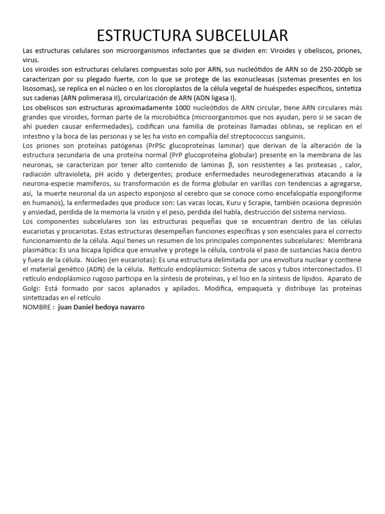 Estructura Subcelular | PDF | Biología Celular) | Rna