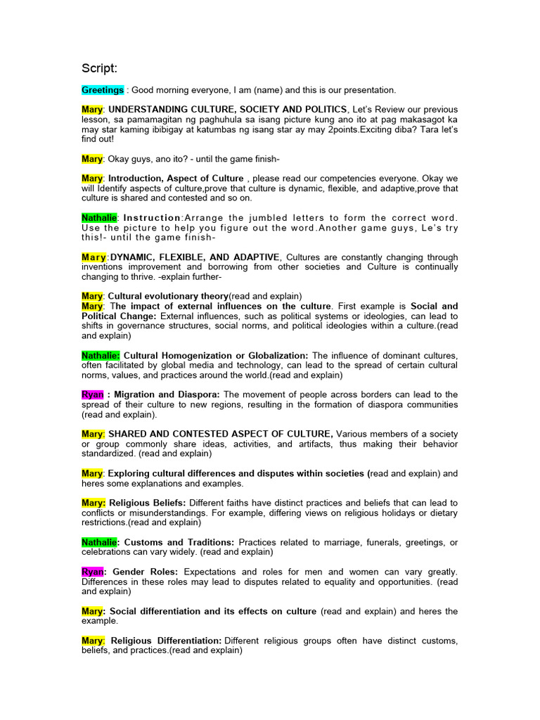 Script For UCSP | PDF | Nonverbal Communication | Communication
